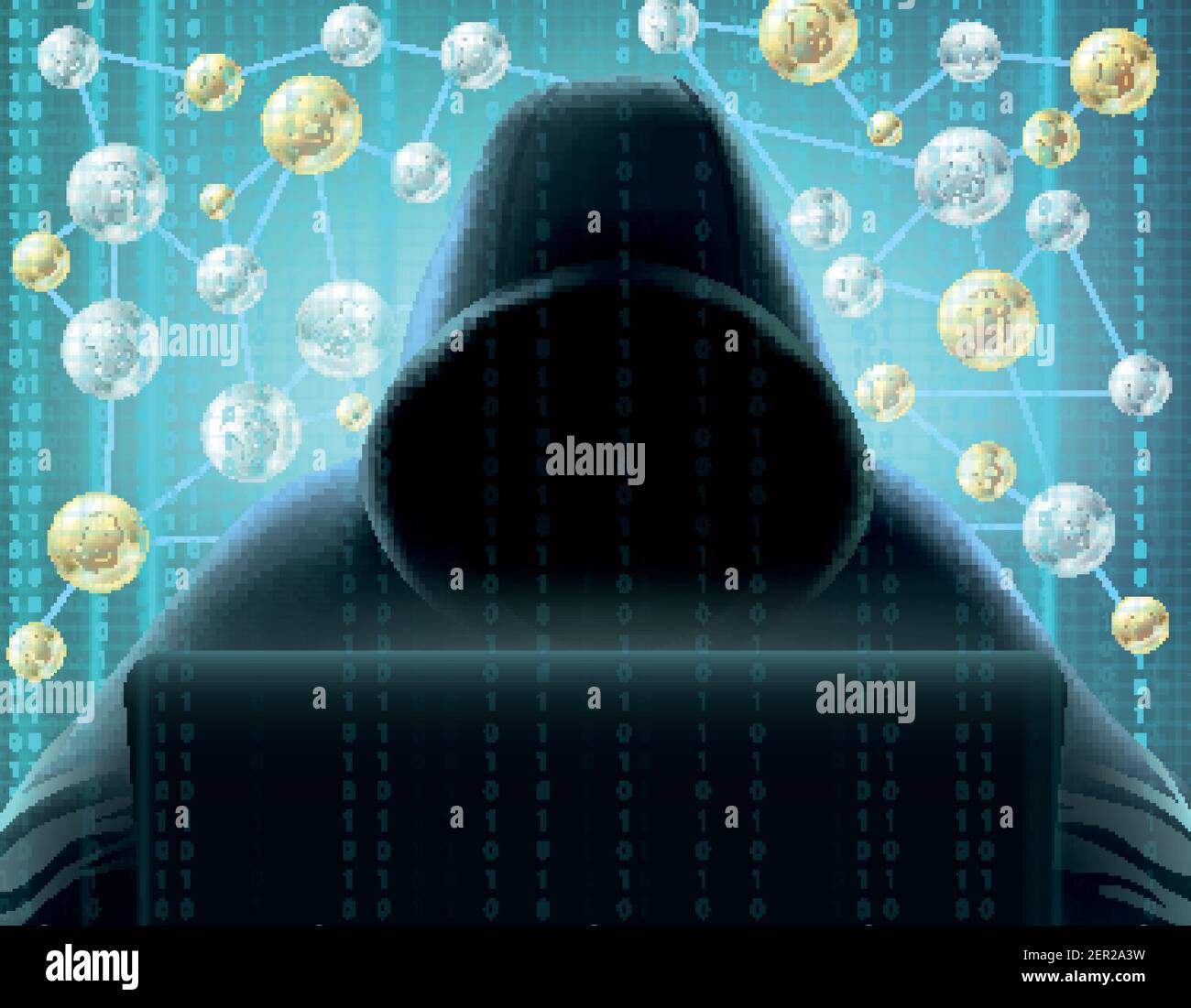 Man behind laptop screen Stock Vector Images - Alamy