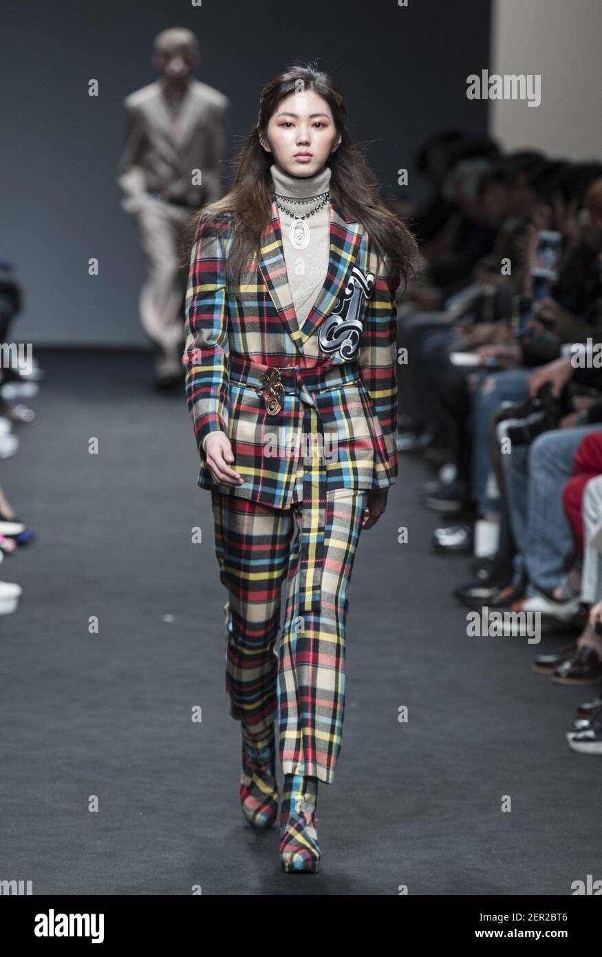 21 March 2018 - Seoul, South Korea : Model Walks on the cat walk during a 2018 F/W Hera Seoul ...