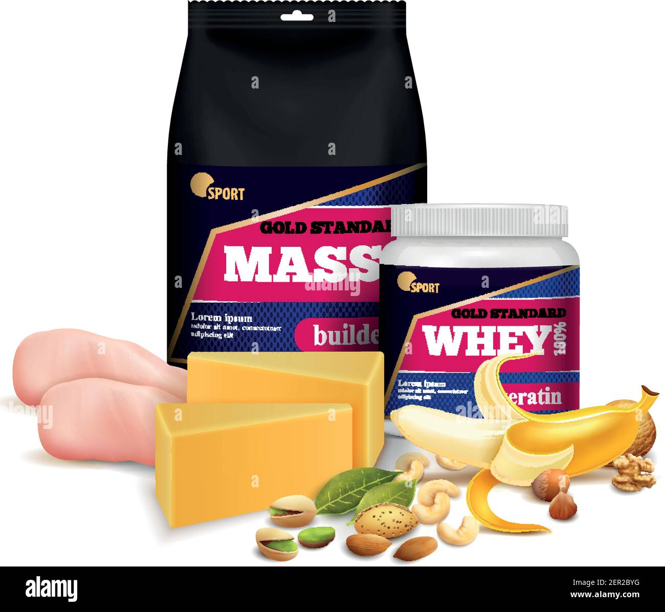 Fitness sport muscle mass gaining protein rich food realistic ...