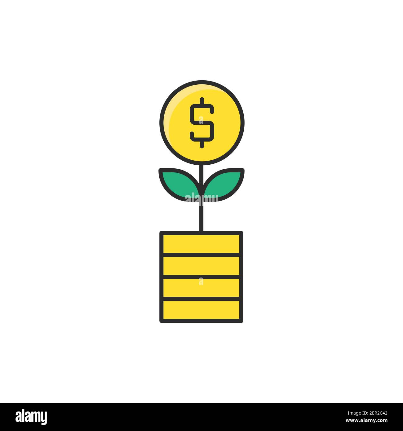 revenue concept icon, color, line, outline vector sign, linear style ...