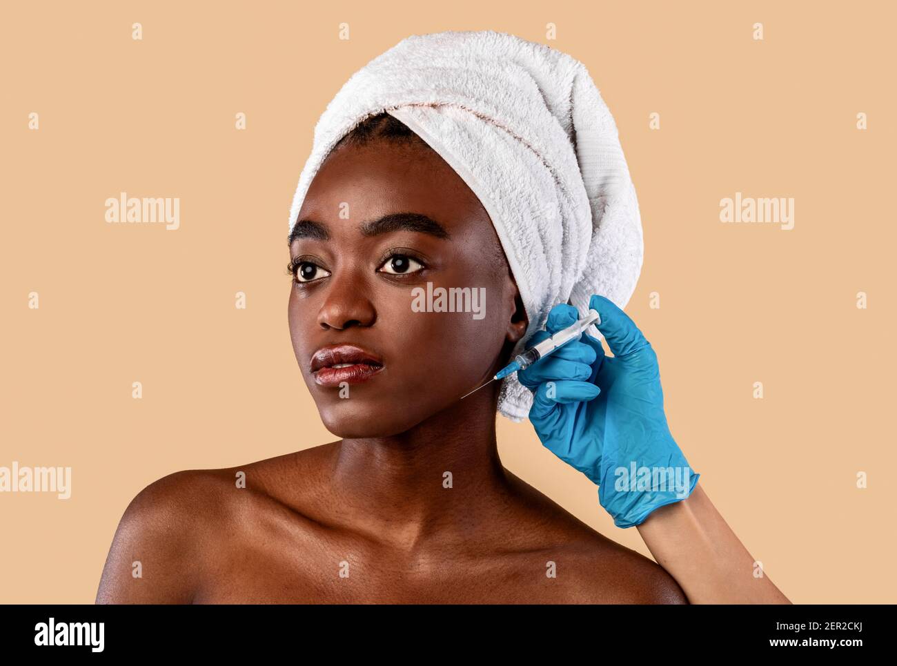 Black Woman Receiving Facial Skin Lifting Treatment Stock Photo - Alamy