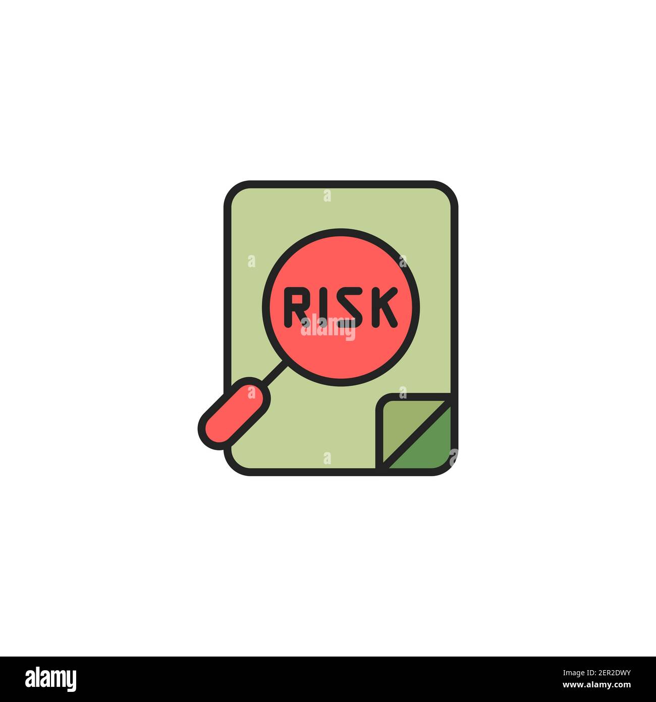 Risk Word Magnifying Glass icon, color, line, outline vector sign ...