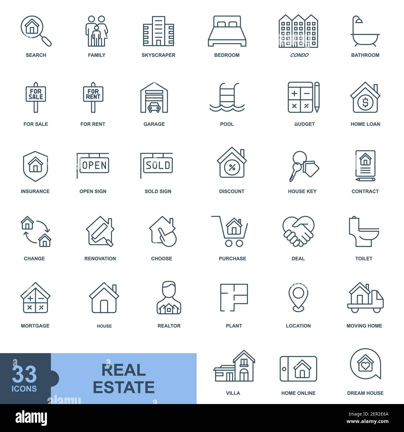 Real estate minimal icon, color, line, outline vector sign, linear ...