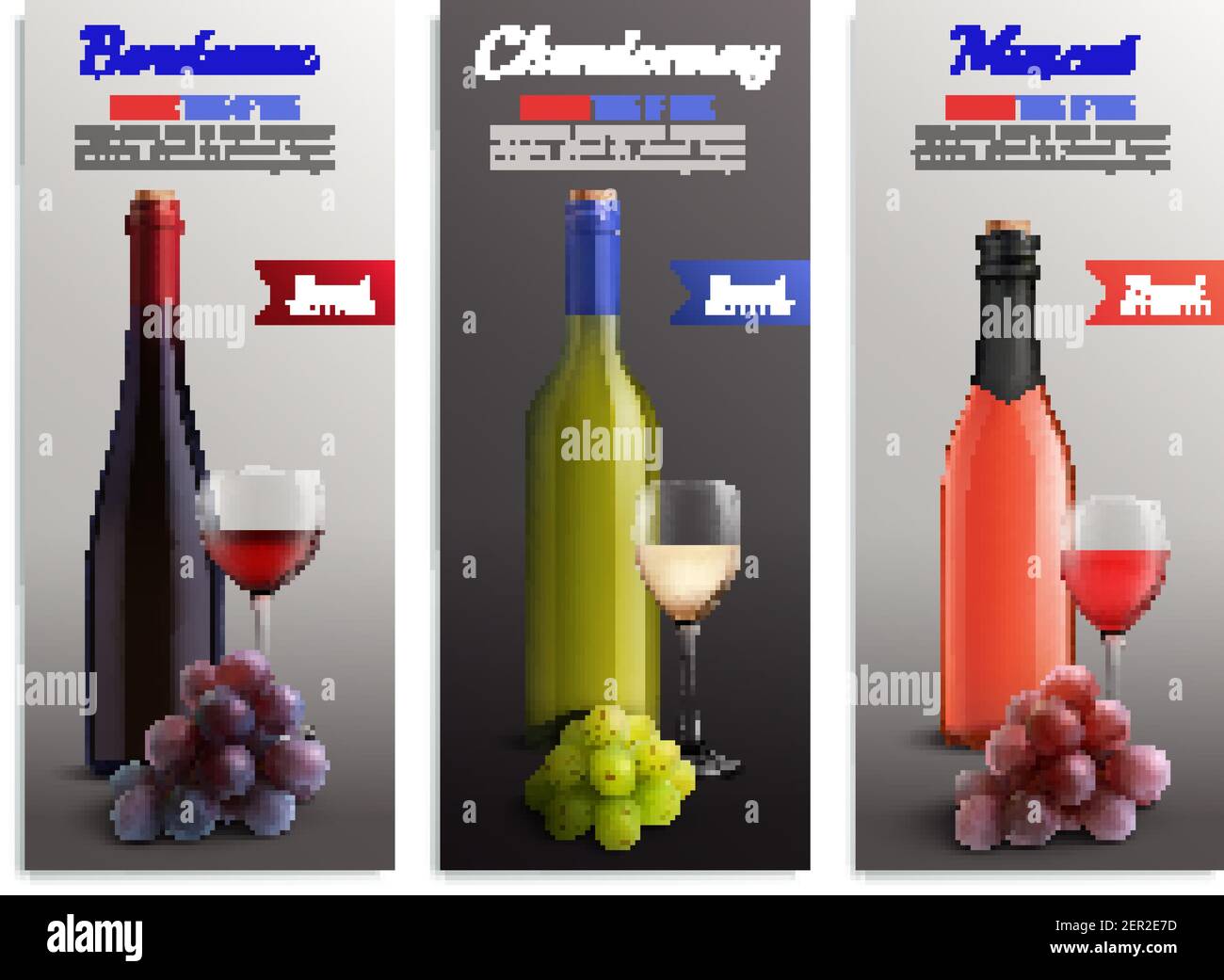 Wine realistic vertical banners with presentation of unique taste ...