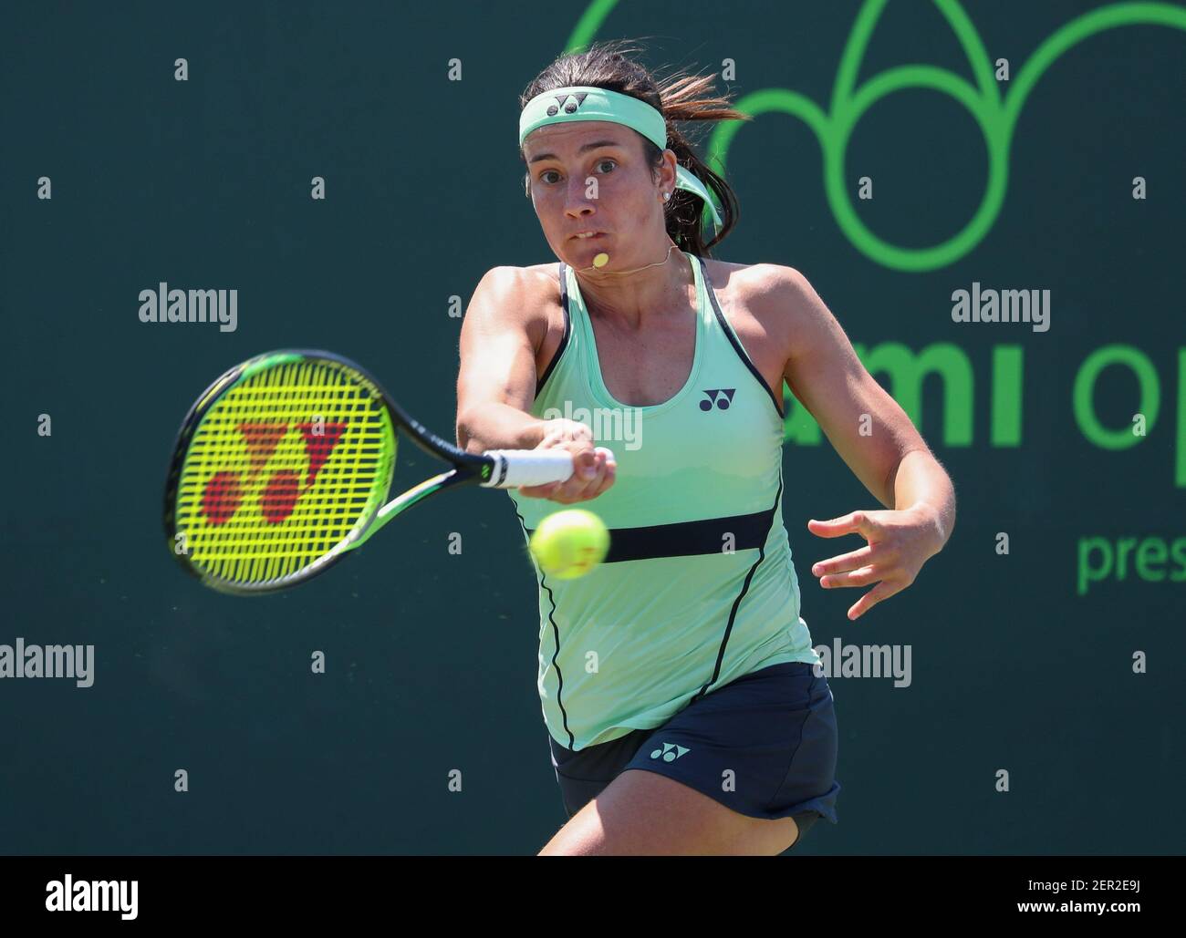 March 22, 2018: Anastasija Sevastova from Latvia plays a forehand ...