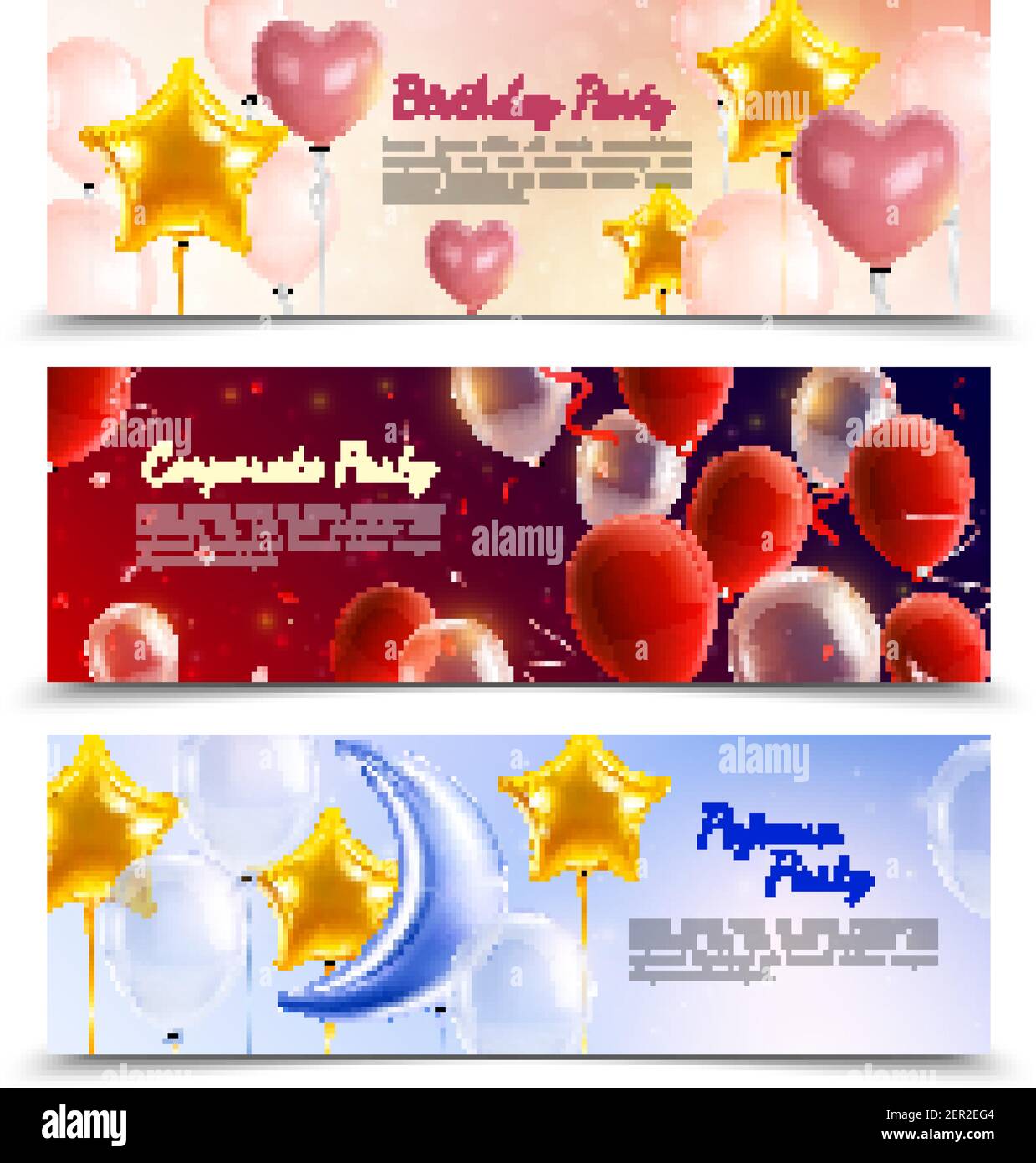 birthday corporate and pajama party three horizontal banners decorated ...