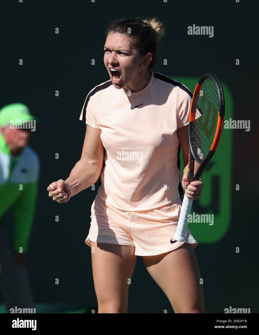 March 22, 2018: Simona Halep from Romania celebrates a point against ...