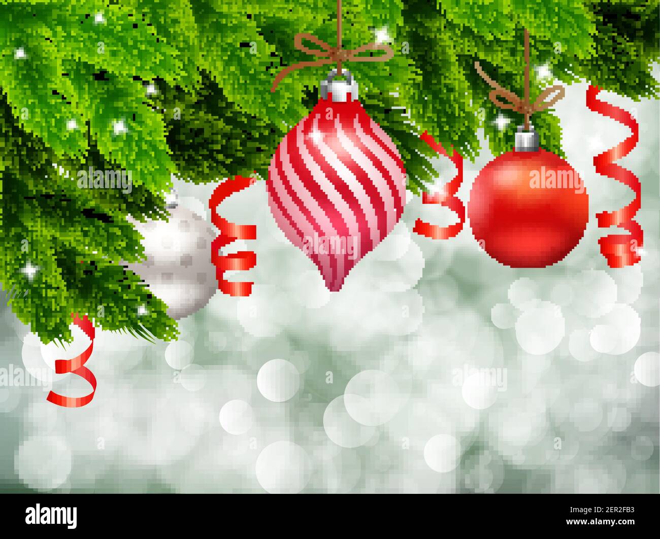 Christmas composition with decorations and fir needle of new year tree ...