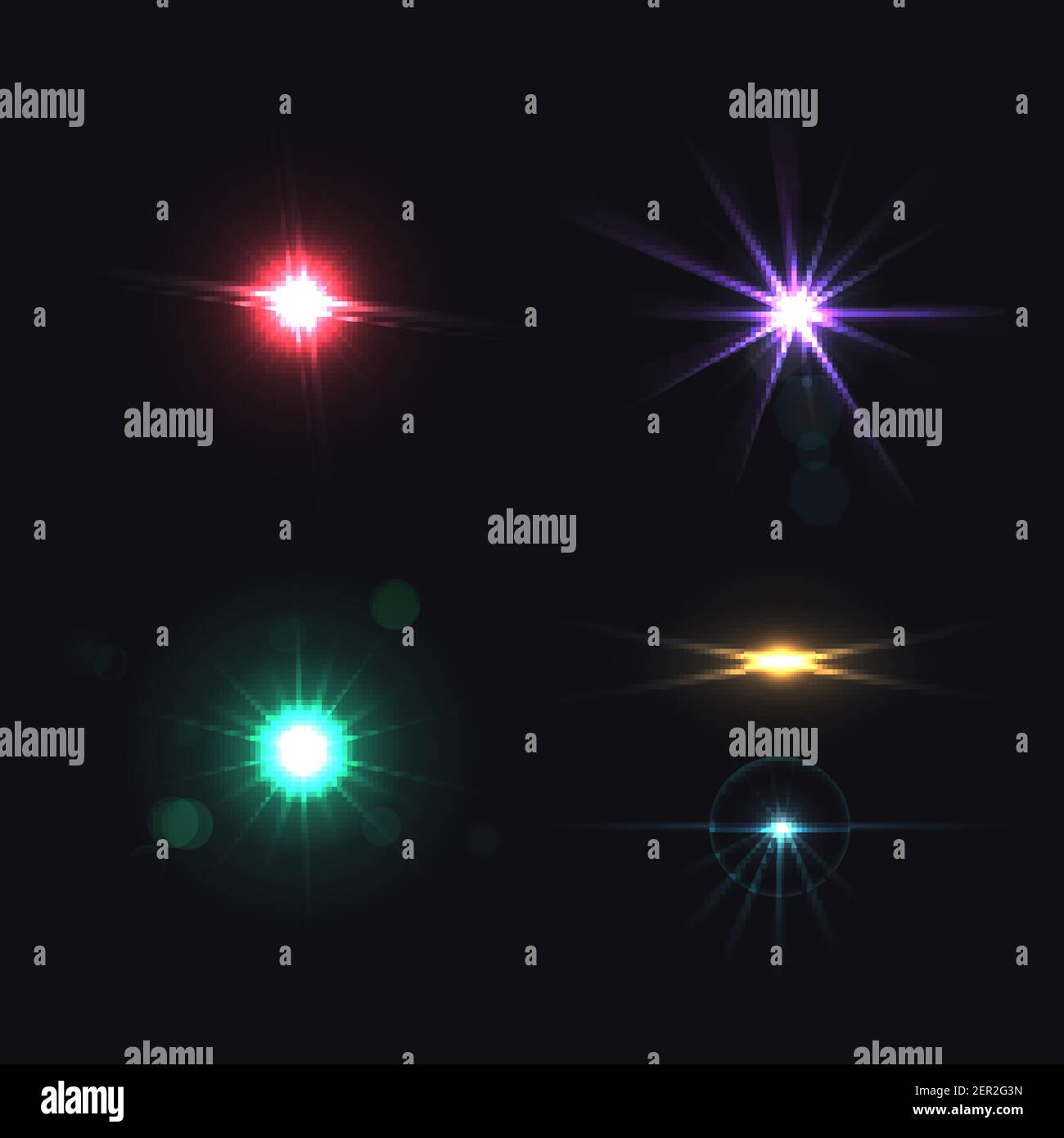 Lens bright effects realistic colored set isolated Stock Vector Image ...