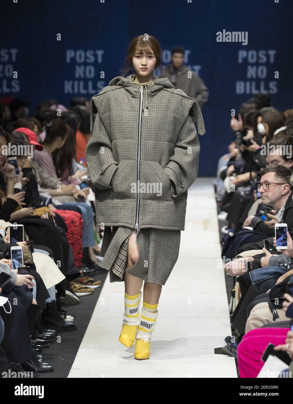 a Yoon Shi-yoon walks on the cat walk during a 2018 f/w hera seoul ...