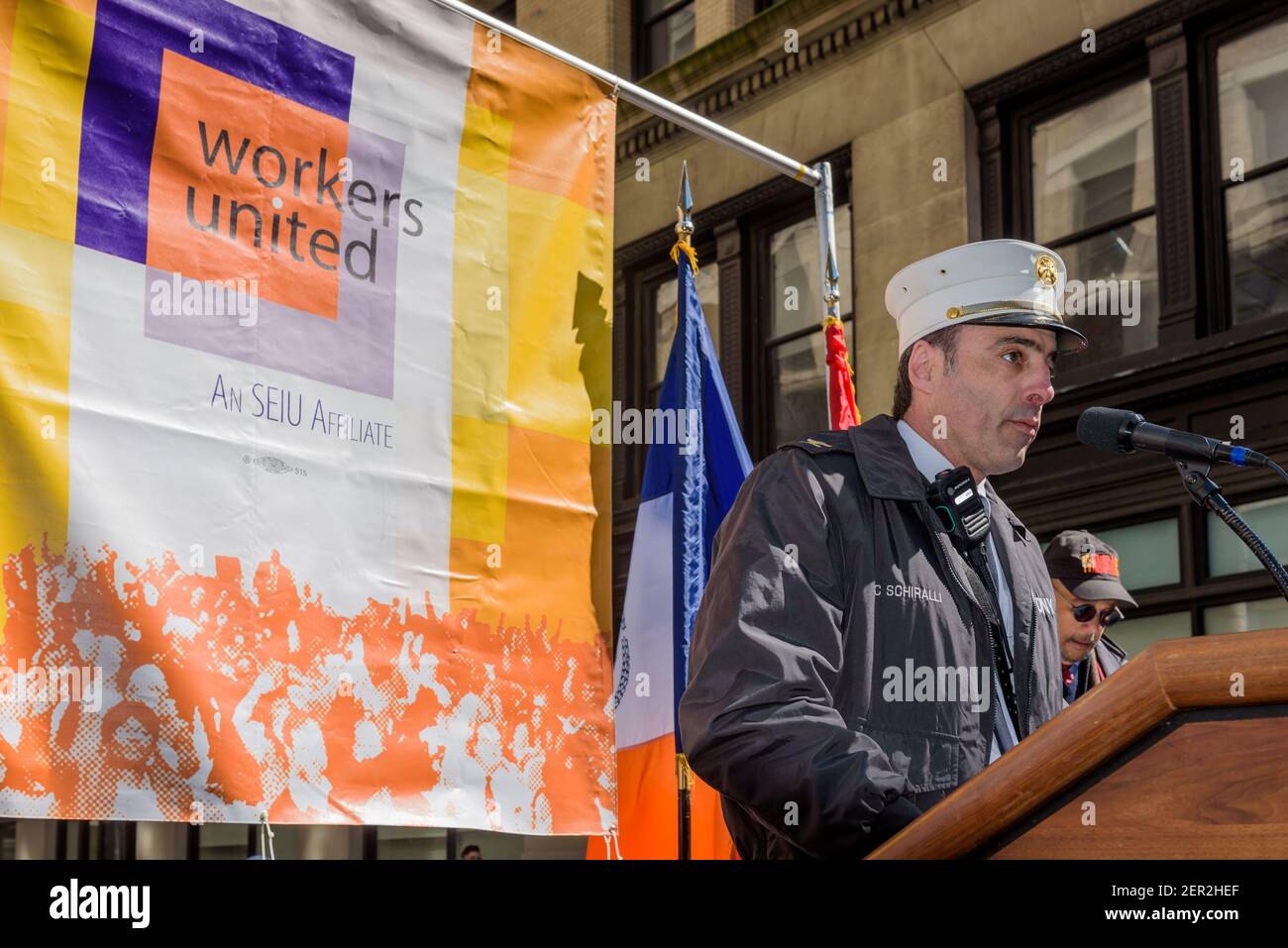 City of New York FDNY Deputy Chief Joseph Schiralli - Workers, labor leaders, elected officials ...