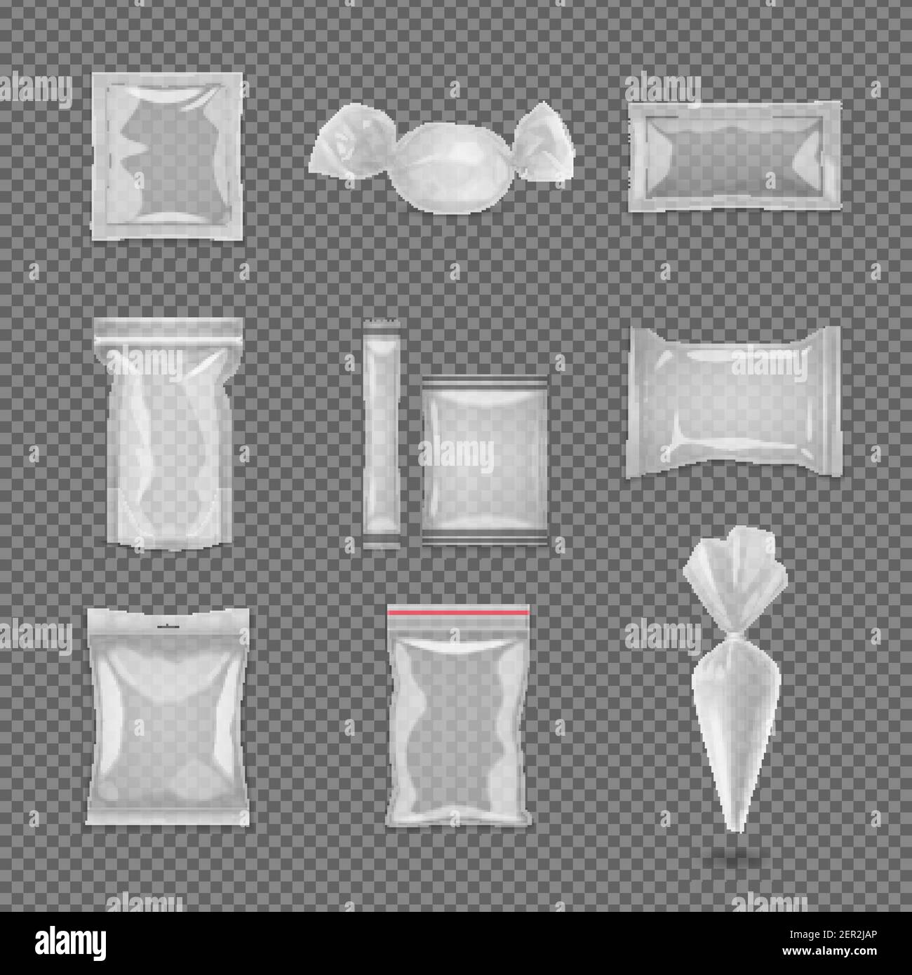 Realistic blank pack templates set in different shape and size isolated ...