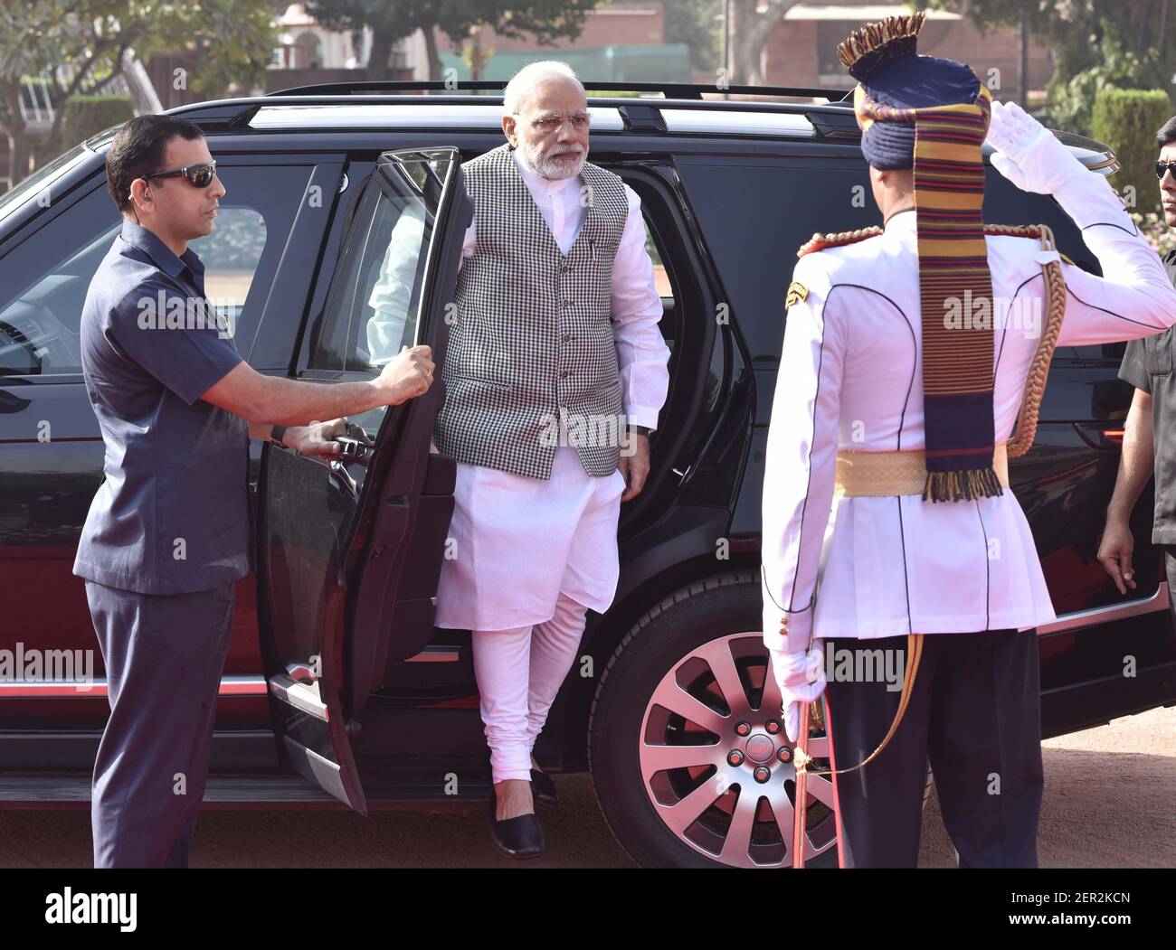 Prime Minister of India Narendra Modi during the Ceremonial Reception of German President Frank ...