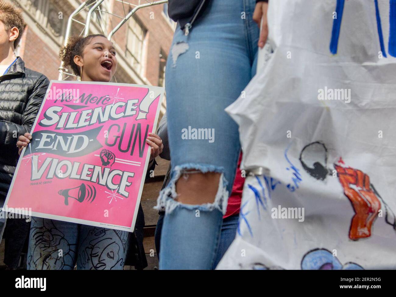 Flora Chavez of LA chants before the March For Our Lives in Los Angeles ...