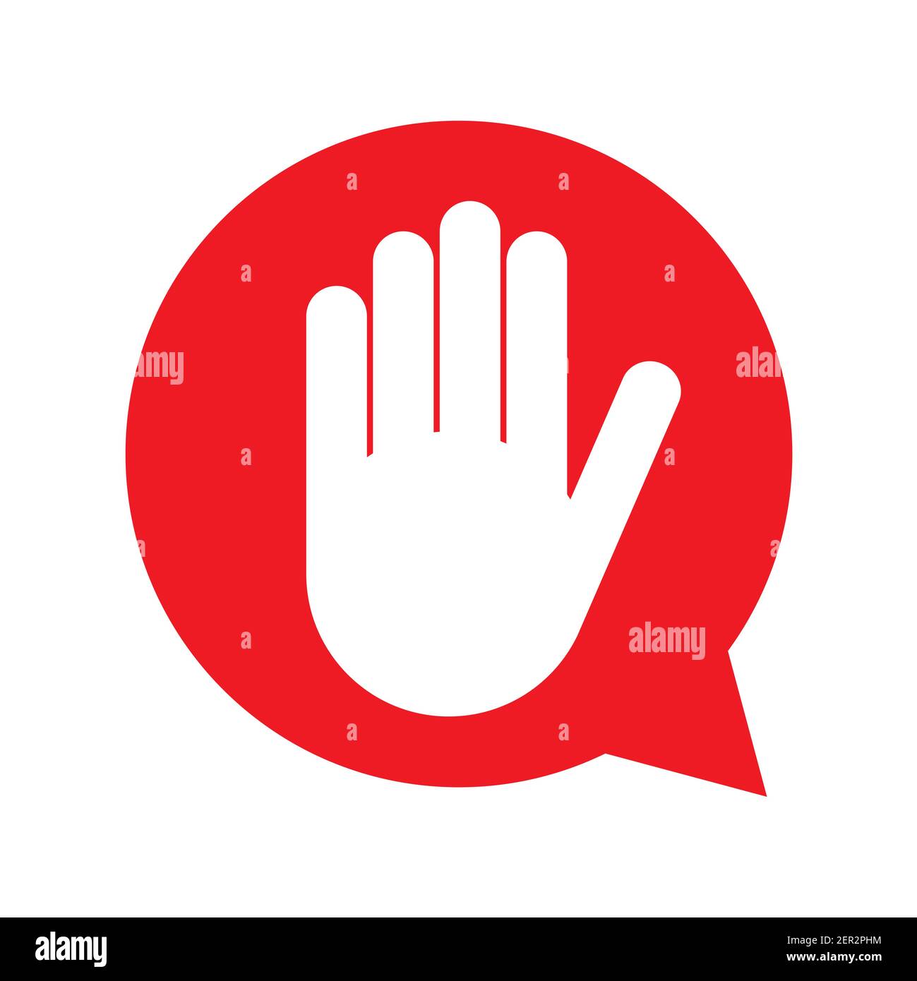 Stop icon with alert hand, warning covid symbol, no - danger isolated ...