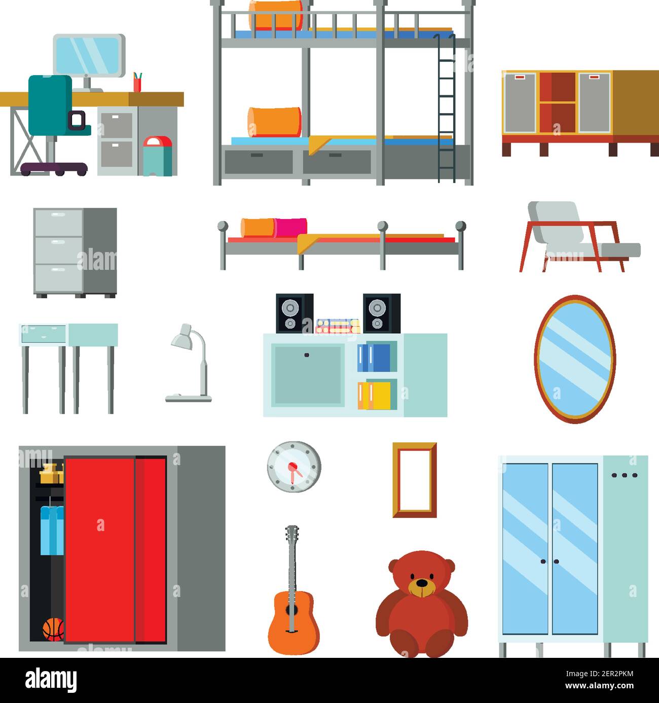 Teen room with teddy bear Stock Vector Images - Alamy