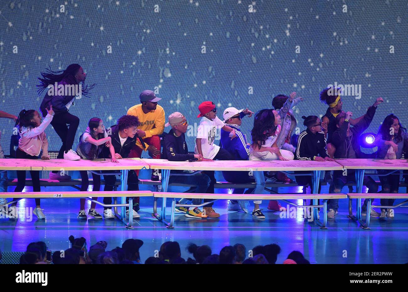 LOS ANGELES, CA - MARCH 24: Pharrell Williams, Shae Haley, and Chad ...