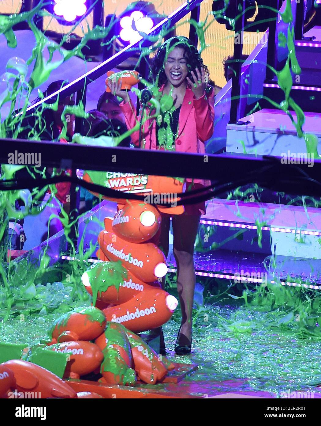 LOS ANGELES, CA - MARCH 24: Liza Koshy appears on the Nickelodeon Kids Choice Awards 2018 at The ...