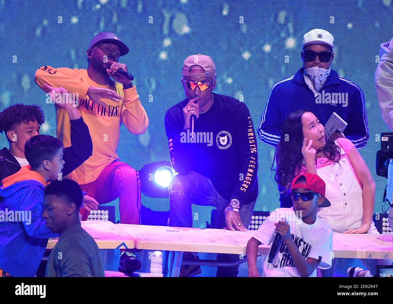 LOS ANGELES, CA - MARCH 24: Pharrell Williams, Shae Haley, and Chad ...