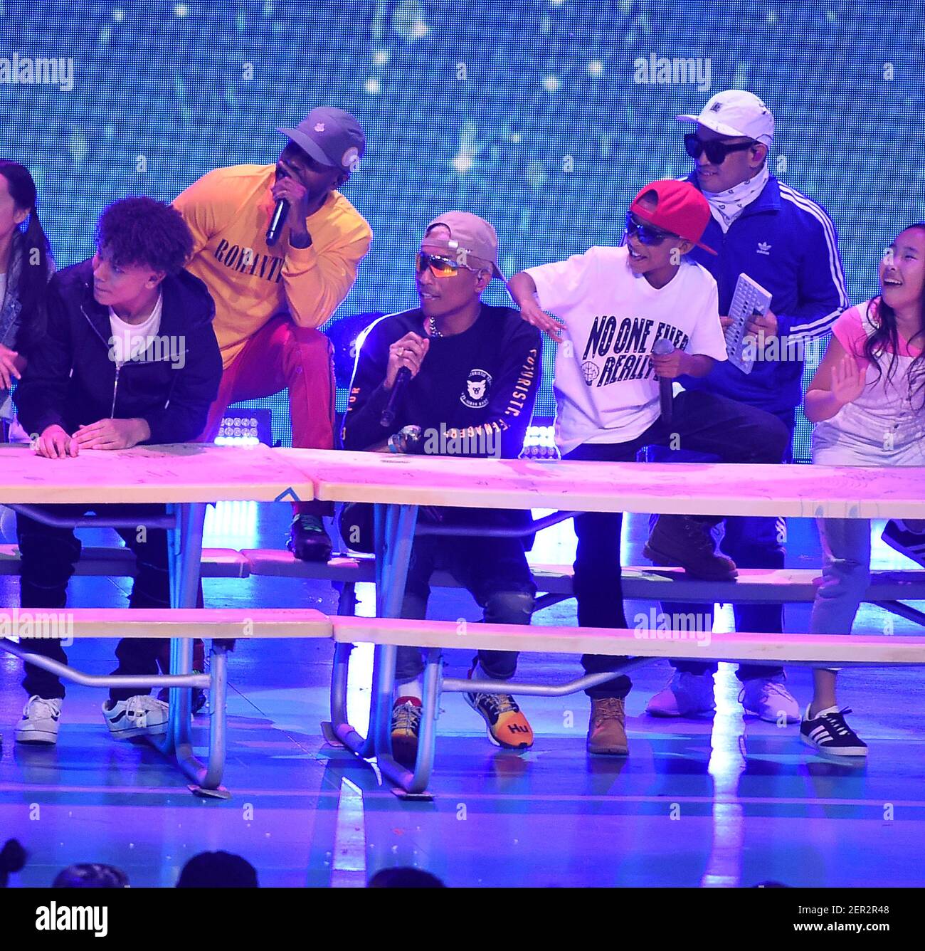 LOS ANGELES, CA - MARCH 24: Pharrell Williams, Shae Haley, and Chad ...