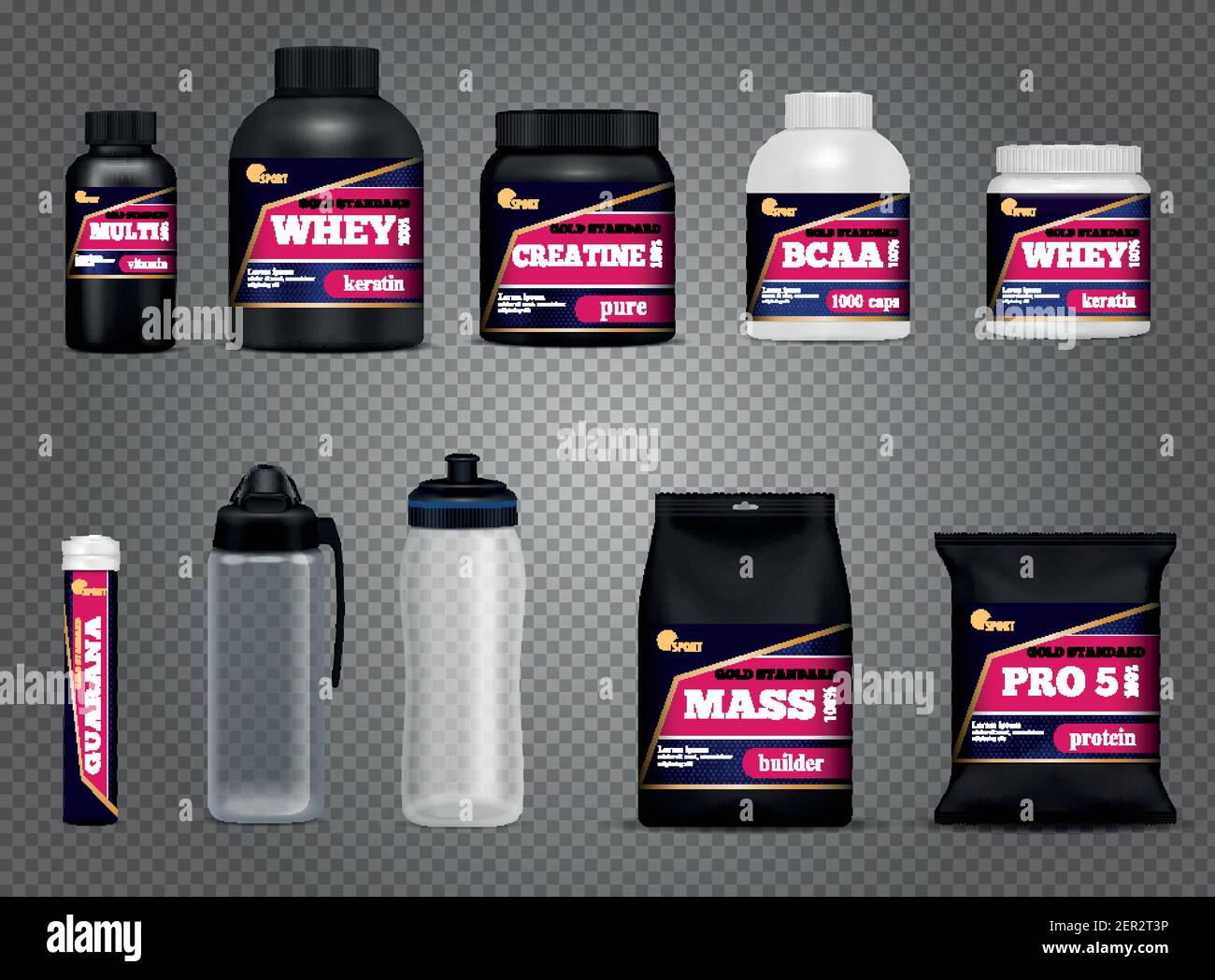 Fitness drink bottles sport nutrition protein containers packages black ...