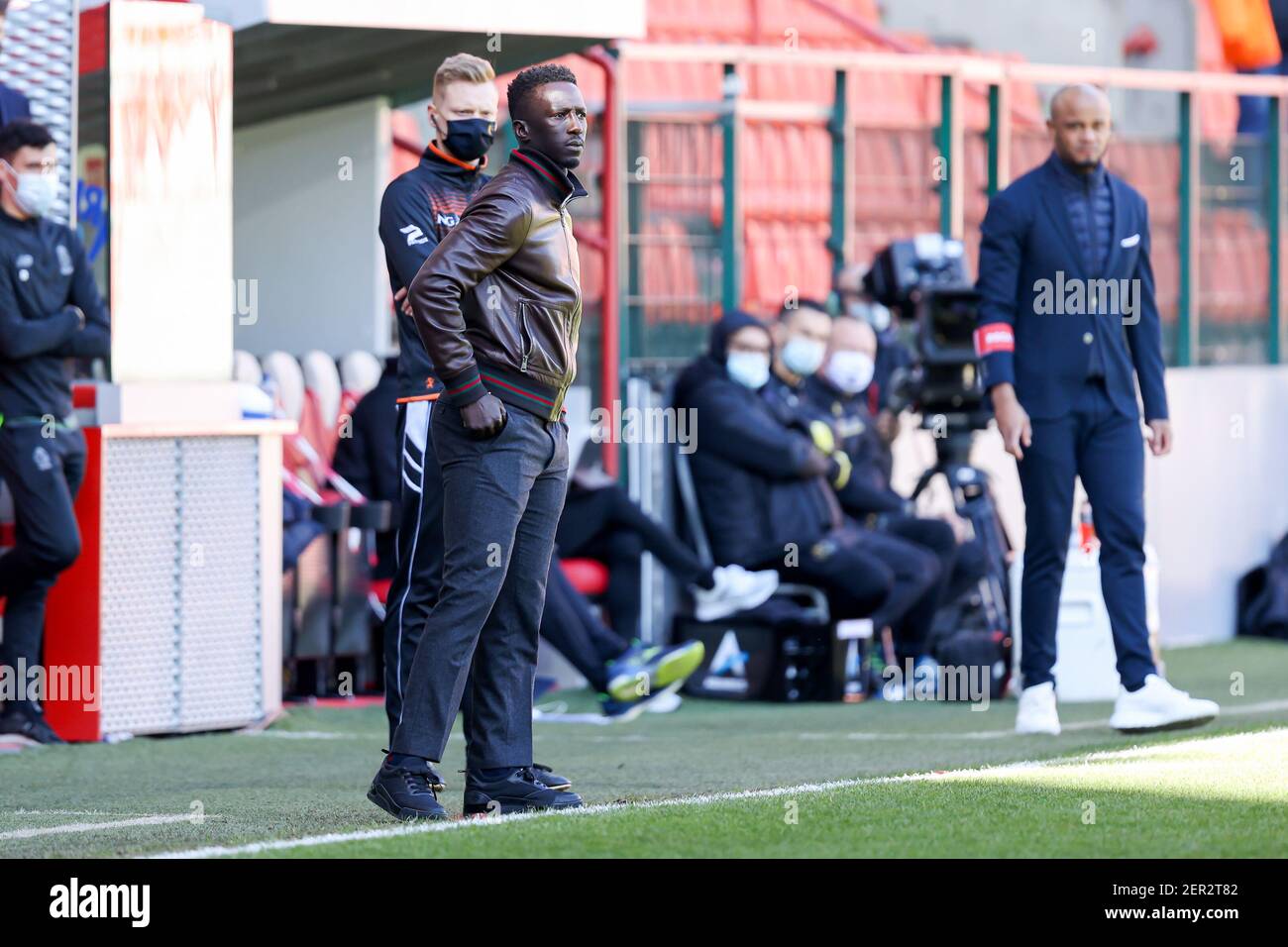LIEGE, BELGIUM - FEBRUARY 28: coach Mbaye Leye of Standard de Liege ...