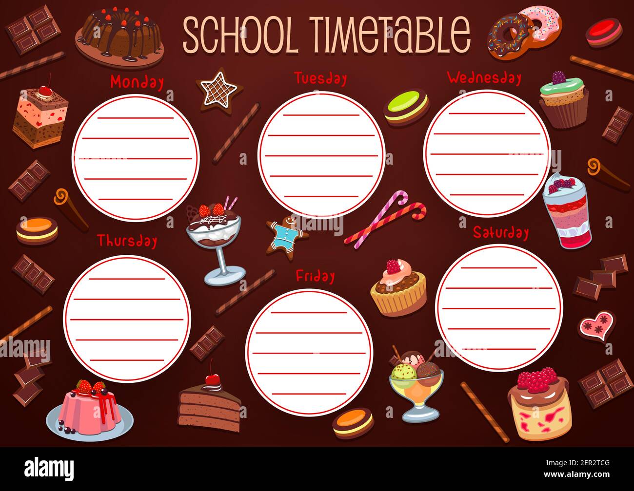 School timetable vector template with education planner of lesson ...