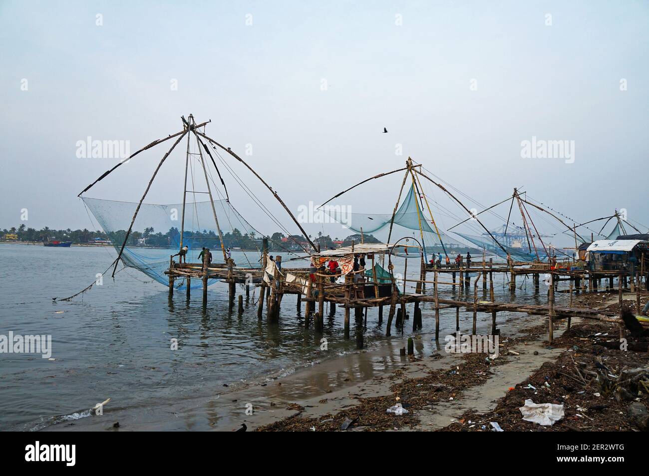 Fishing pier in Kochi, Kerala, India. December 31, 2019. Editorial ...
