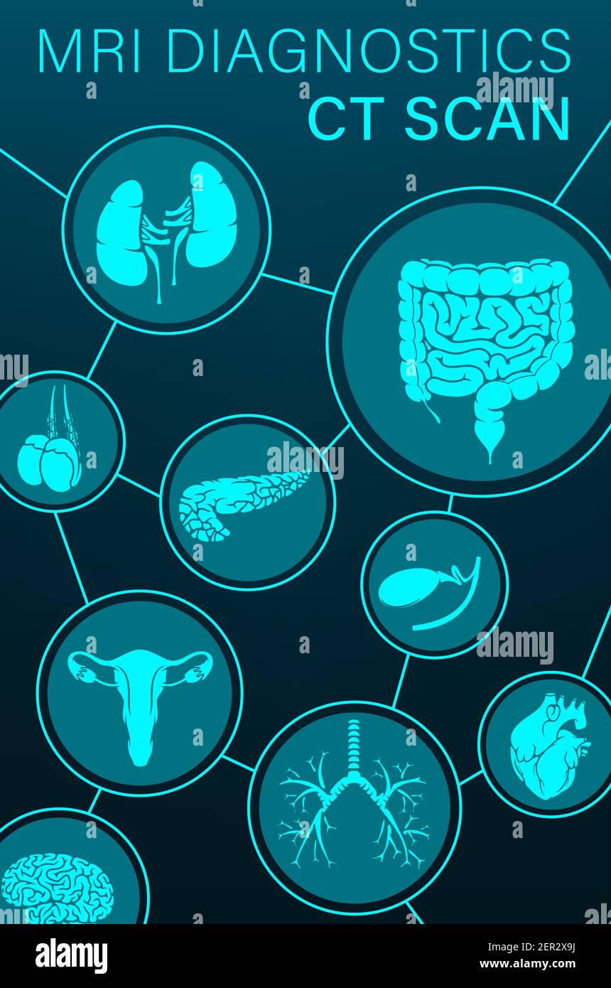 MRI diagnostics and CT scan service banner. Medical imagining and ...