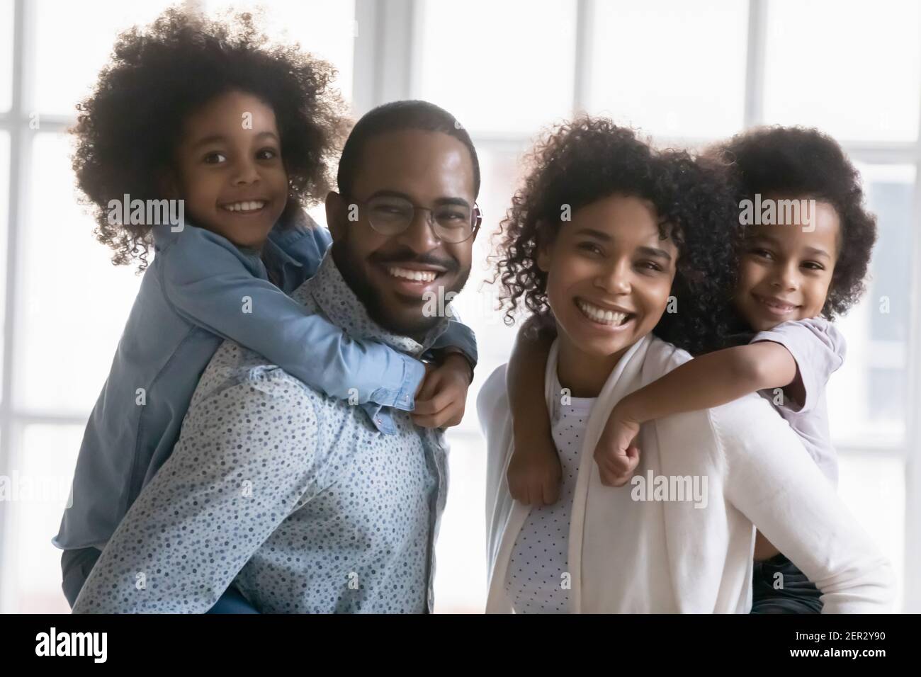 Portrait of happy millennial African American married couple Stock ...