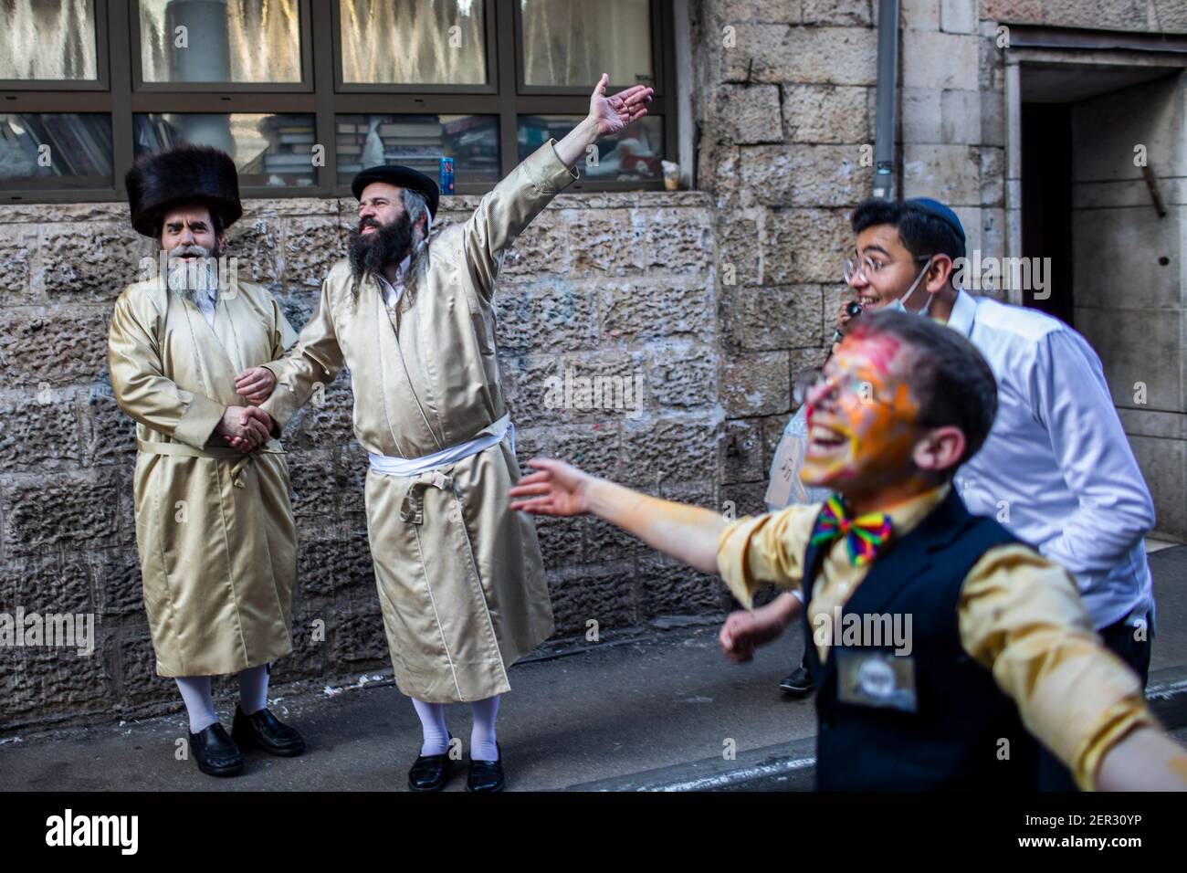 Jerusalem, Israel. 28th Feb, 2021. Ultra Orthodox Jewish men dressed in ...