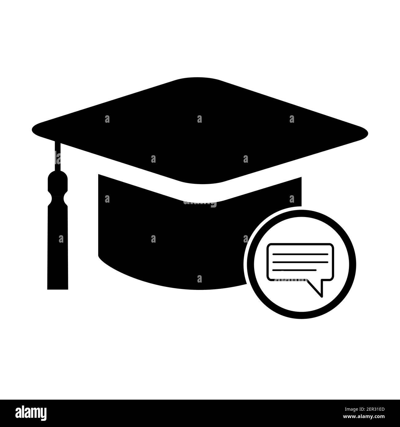 Cap, hat comment symbol isolated on white background. Graduate ...