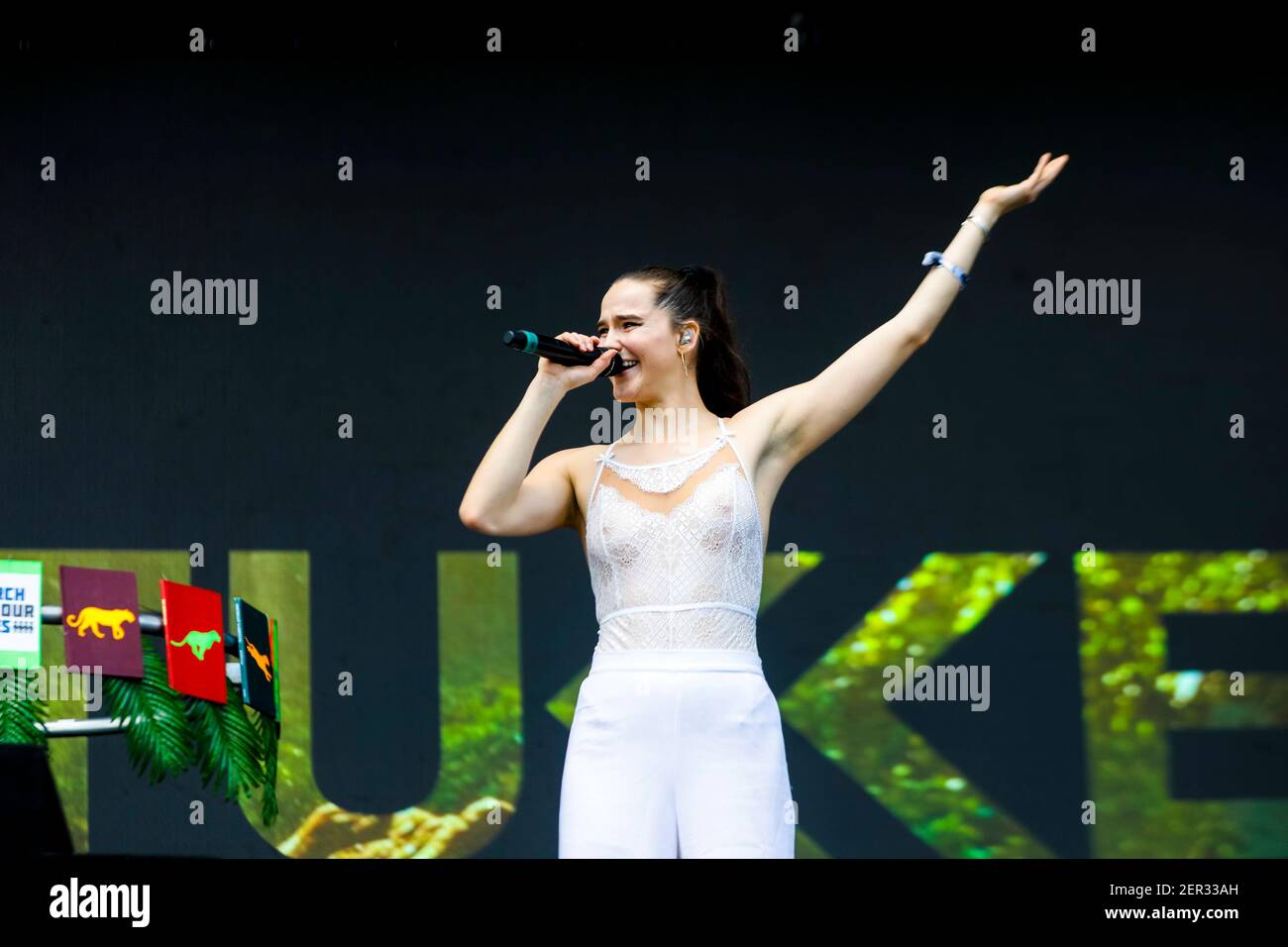 German singer Sophie Hawley-Weld of the duo Sofi Tukker takes the stage ...