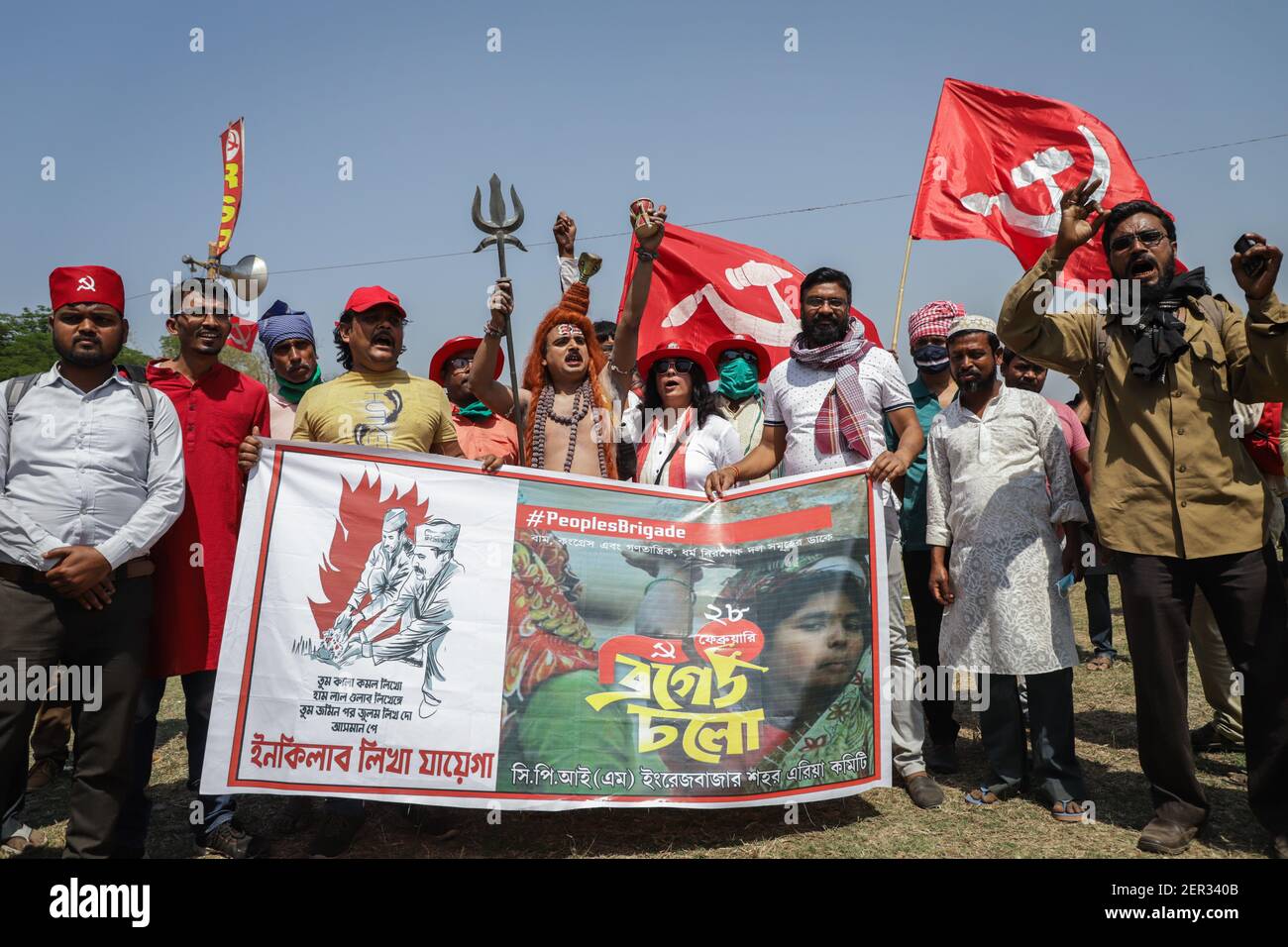 A supporter of CPIM (Communist Party of India Marxist), dressed as lord ...