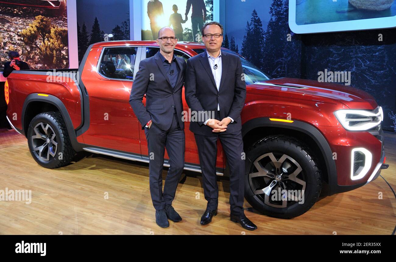 L-R: Klaus Bischoff, head of VW Design, and Hinrich Woebcken, CEO of VW ...