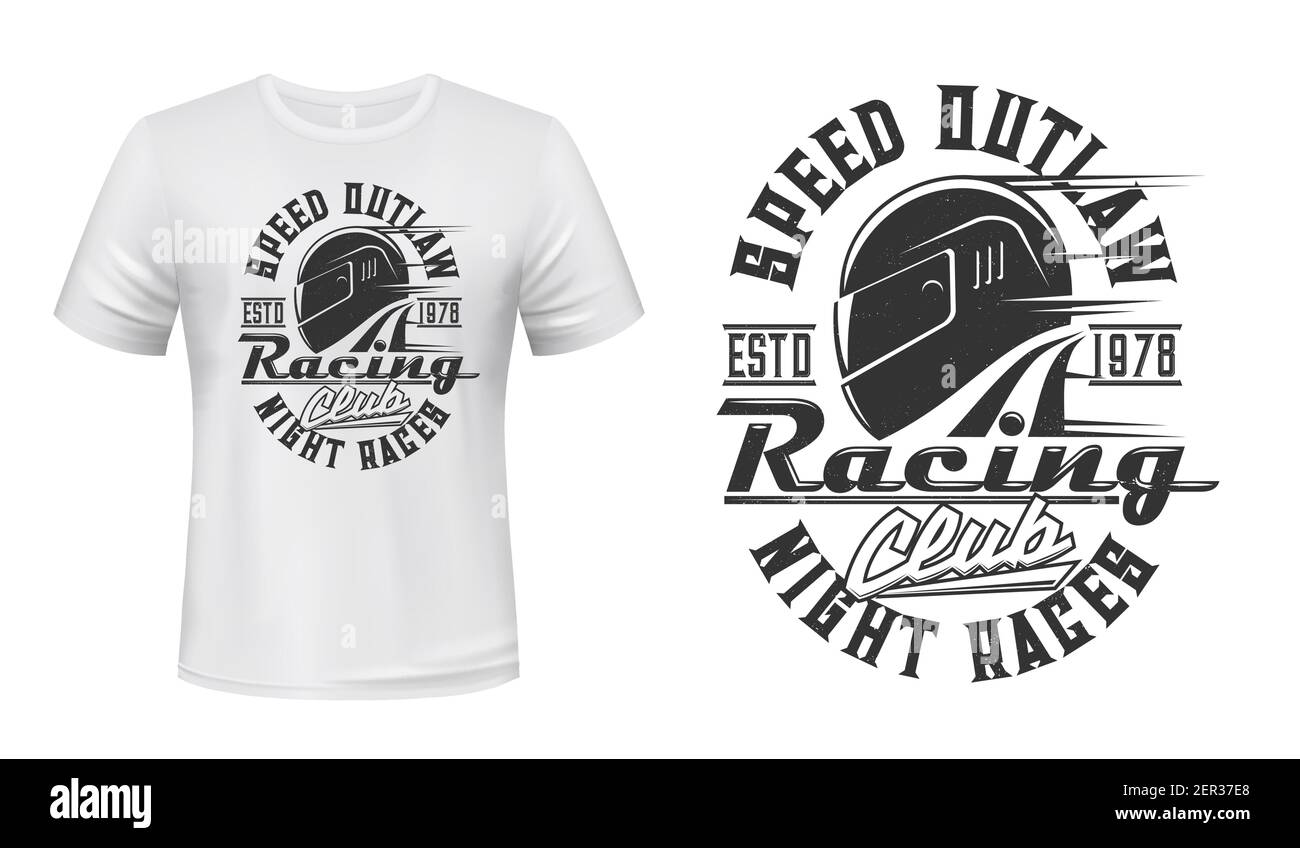 Racing driver helmet t-shirt vector print. Car rally or motorcycle race ...