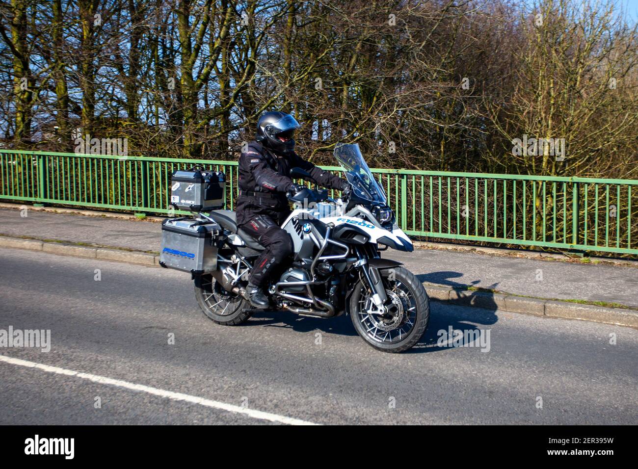 2015 white R 1200 Gs Adventure; Motorbike rider; two wheeled transport ...