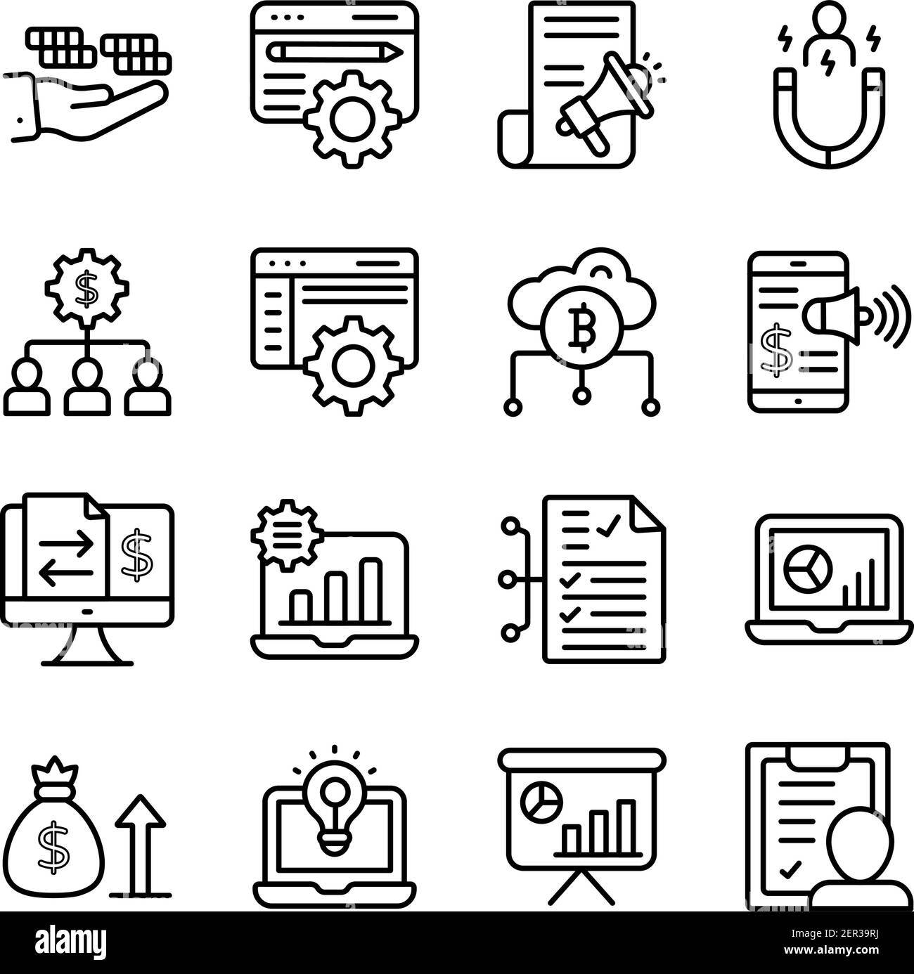 Mobile transfer linear icons Cut Out Stock Images & Pictures - Alamy