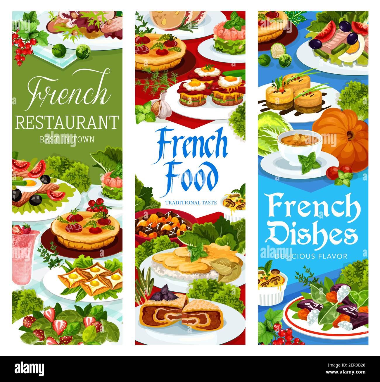 Vector Set Of French Cuisine National Food Of France