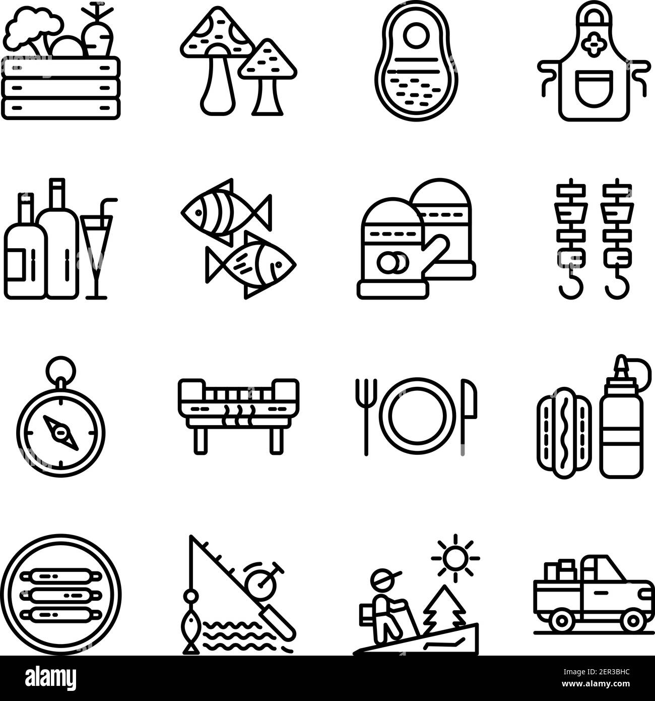 Pack of Camping and Picnic Linear Icons Stock Vector Image & Art - Alamy