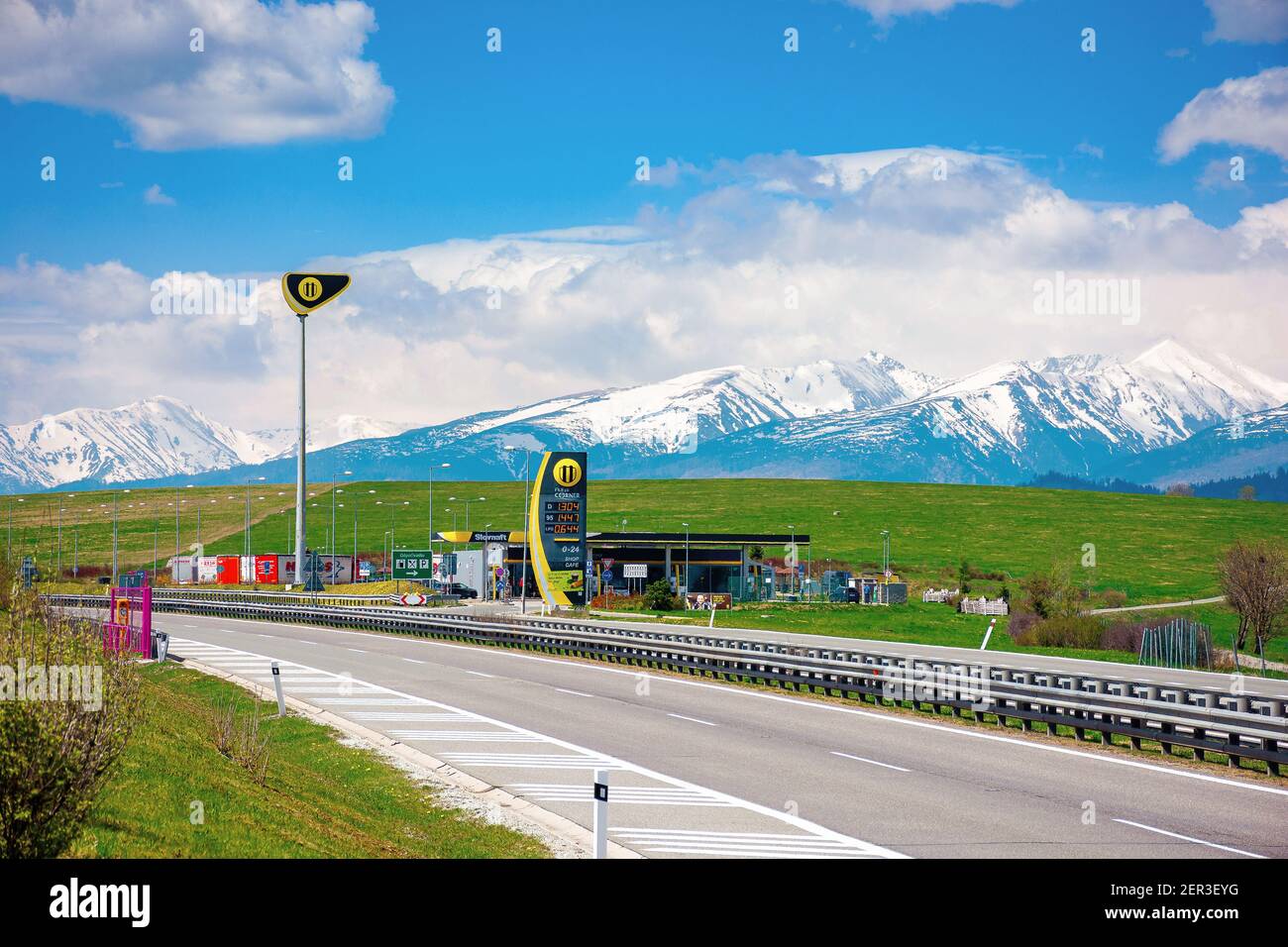 strba, slovakia - 01 MAY 2019: slovnaft gas station on a freeway. sunny ...