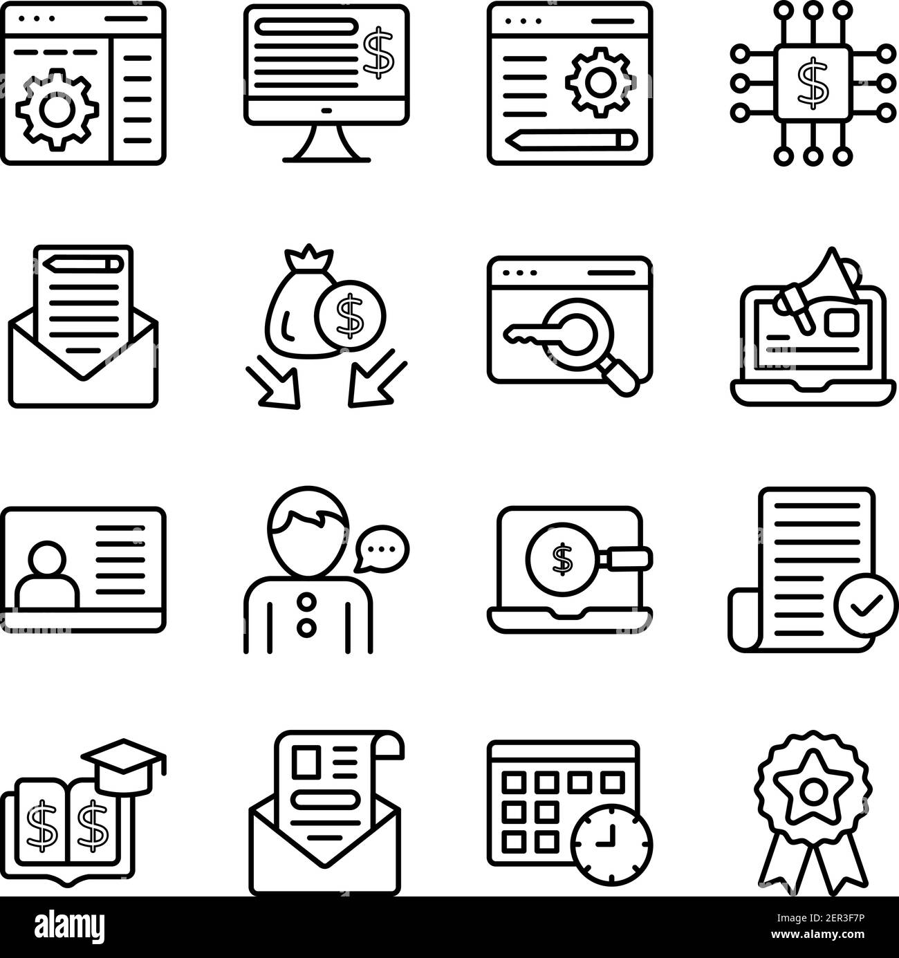 Financial analysis linear icons Black and White Stock Photos & Images ...