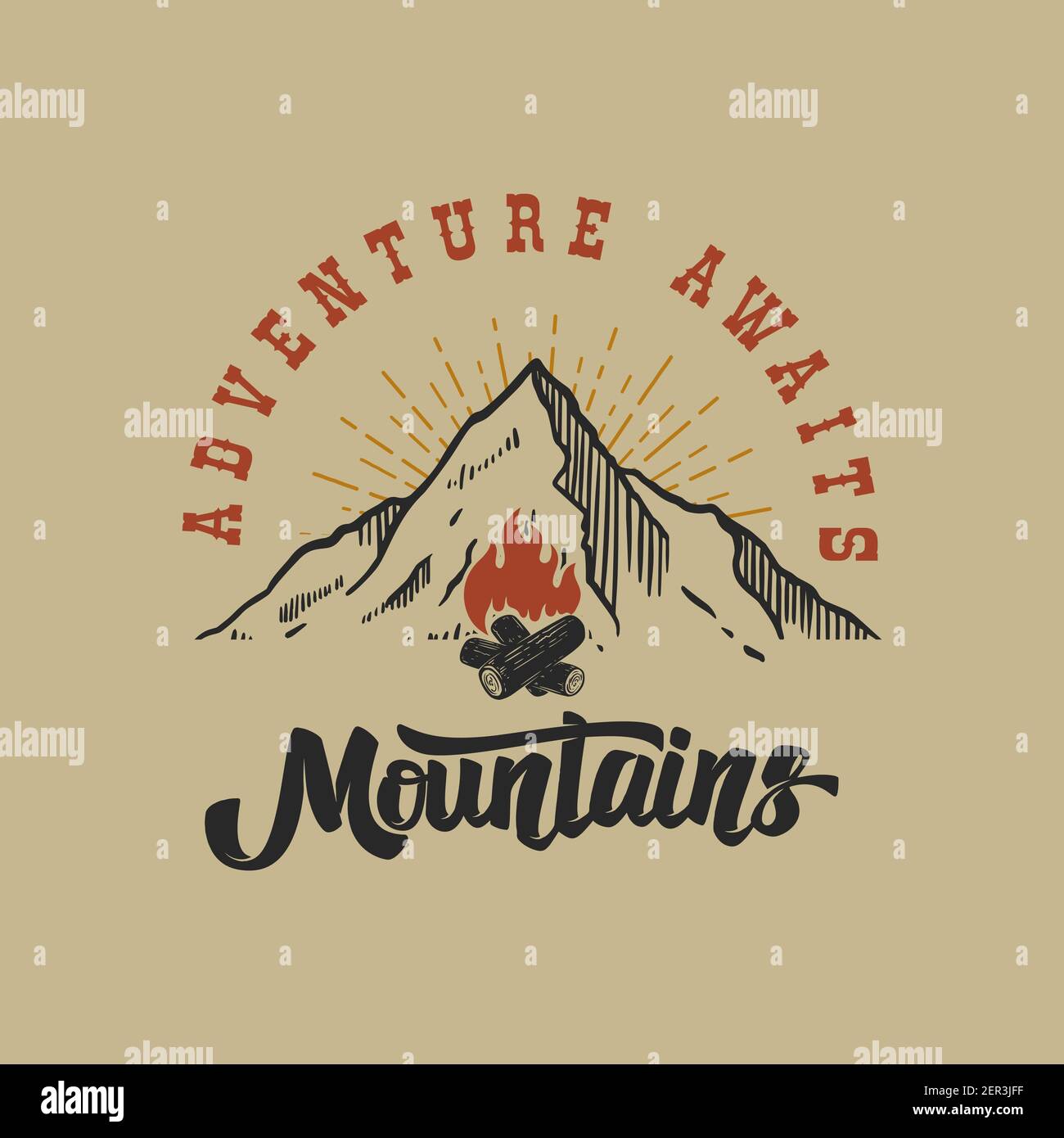 Vintage Campfire Illustration