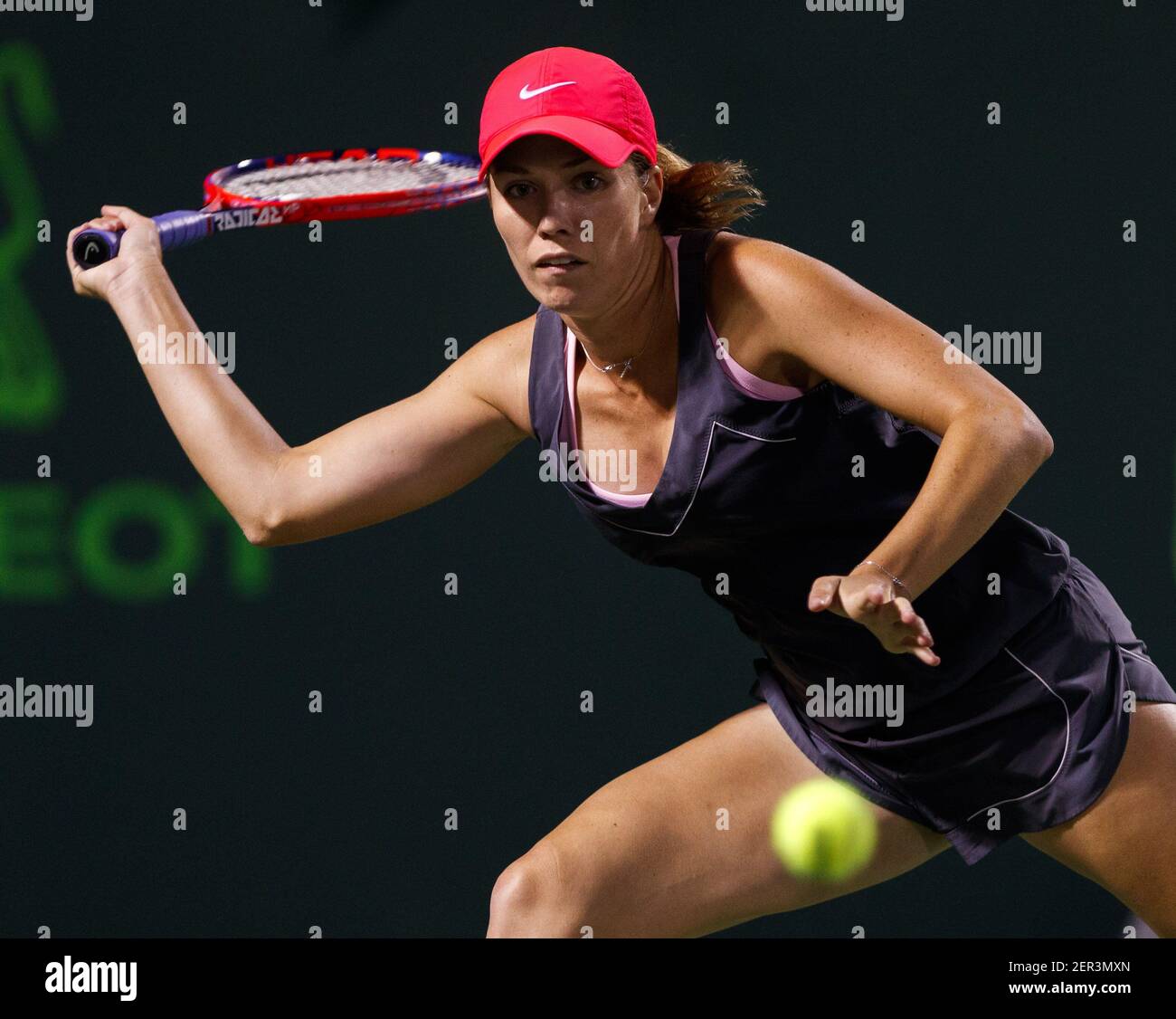 March 29, 2018: Danielle Collins of the United States plays a forehand ...