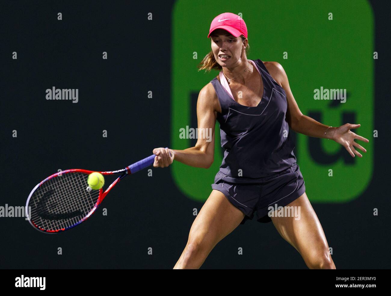 March 29, 2018: Danielle Collins of the United States plays a forehand ...