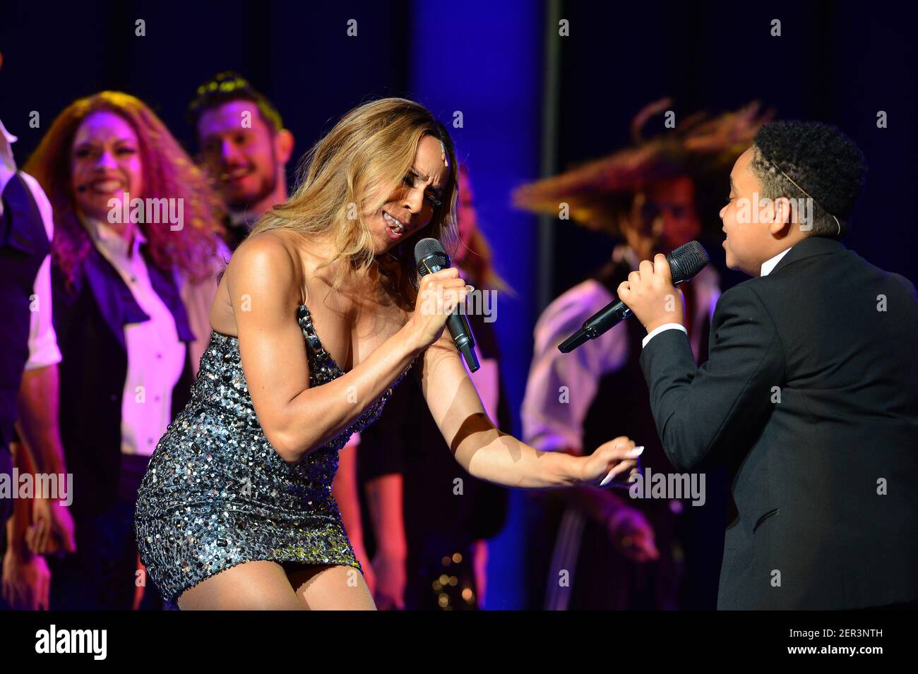 MIAMI, FL - APRIL 03: Deborah Cox and Sebastian Maynard-Palmer perform ...