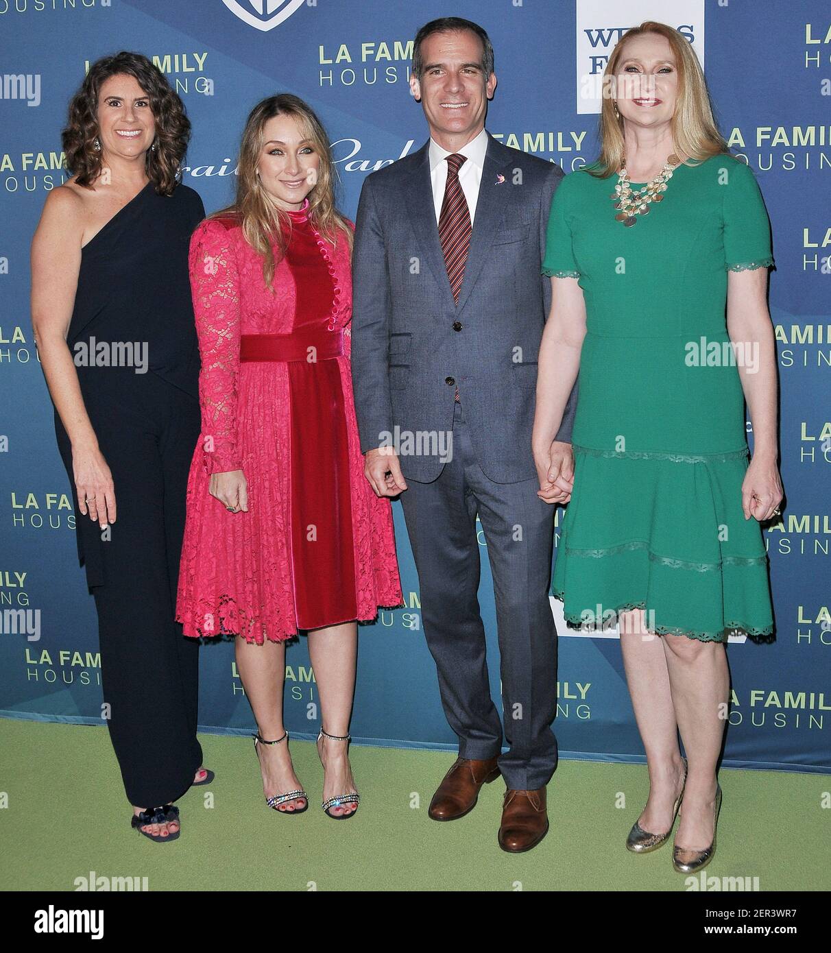 (L-R) Stephanie Klasky-Gamer, Blair Rich, Mayor Eric Garcetti and Amy ...