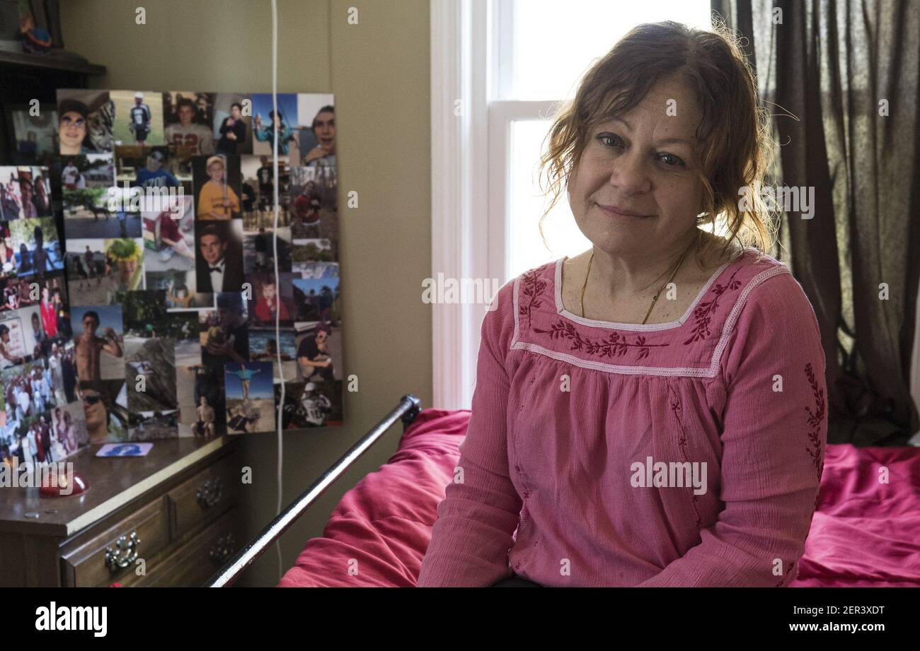 Susan Plattner poses for a portrait in her son Caleb Mehlman's room on ...