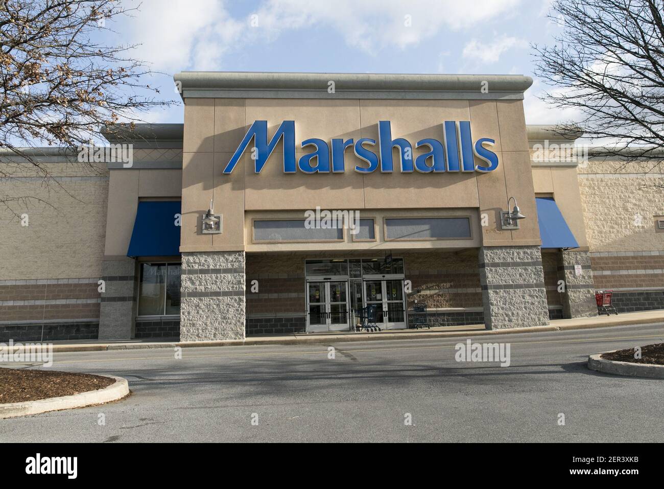 A Marshalls logo seen on a retail store front in Hagerstown, Maryland ...
