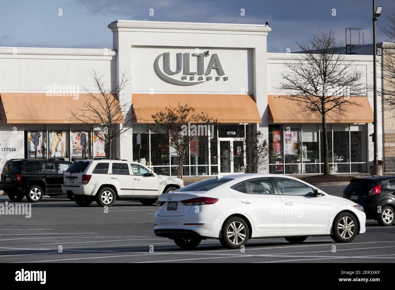 A Ulta Beauty logo seen on a retail store front in Hagerstown, Maryland ...